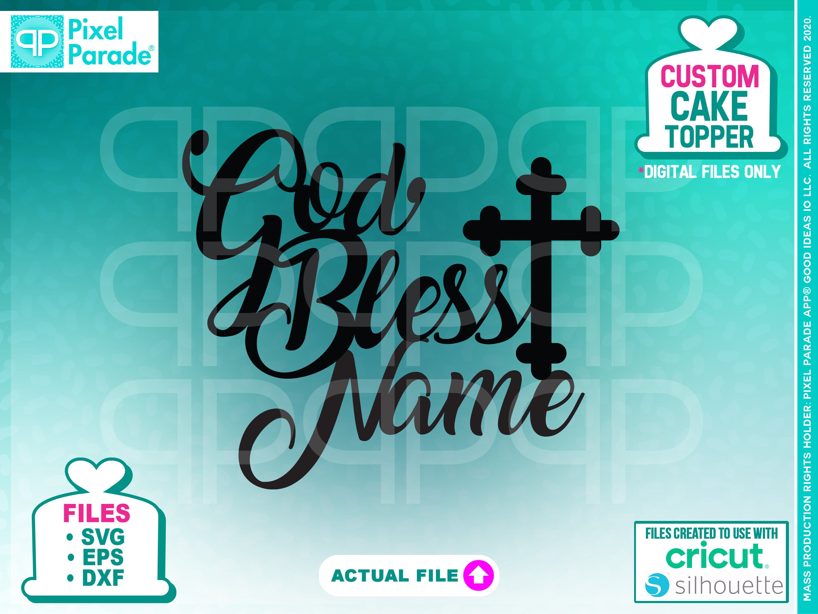 Personalized Baptism Cake Topper SVG: God Bless Name (digital Cut File ...