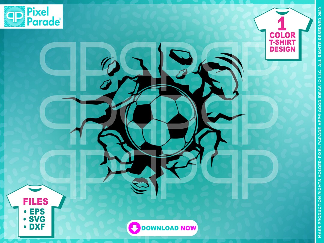 Soccer Ball Broken Wall SVG: T-shirt Design Clipart (digital Download ...