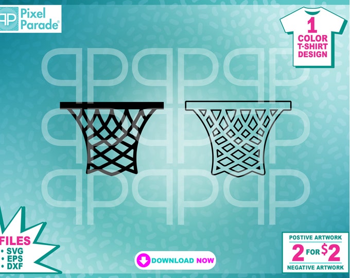 Basketball Net Vector Clipart / Outline & Stamp Graphic / Outdoor Net ...