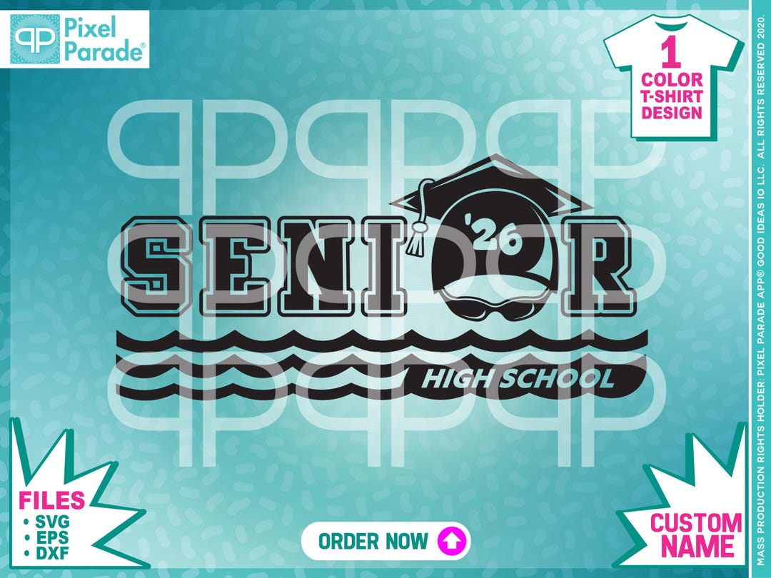 Custom Senior 2026 SVG: High School Swim Cap Design (digital Cut File ...