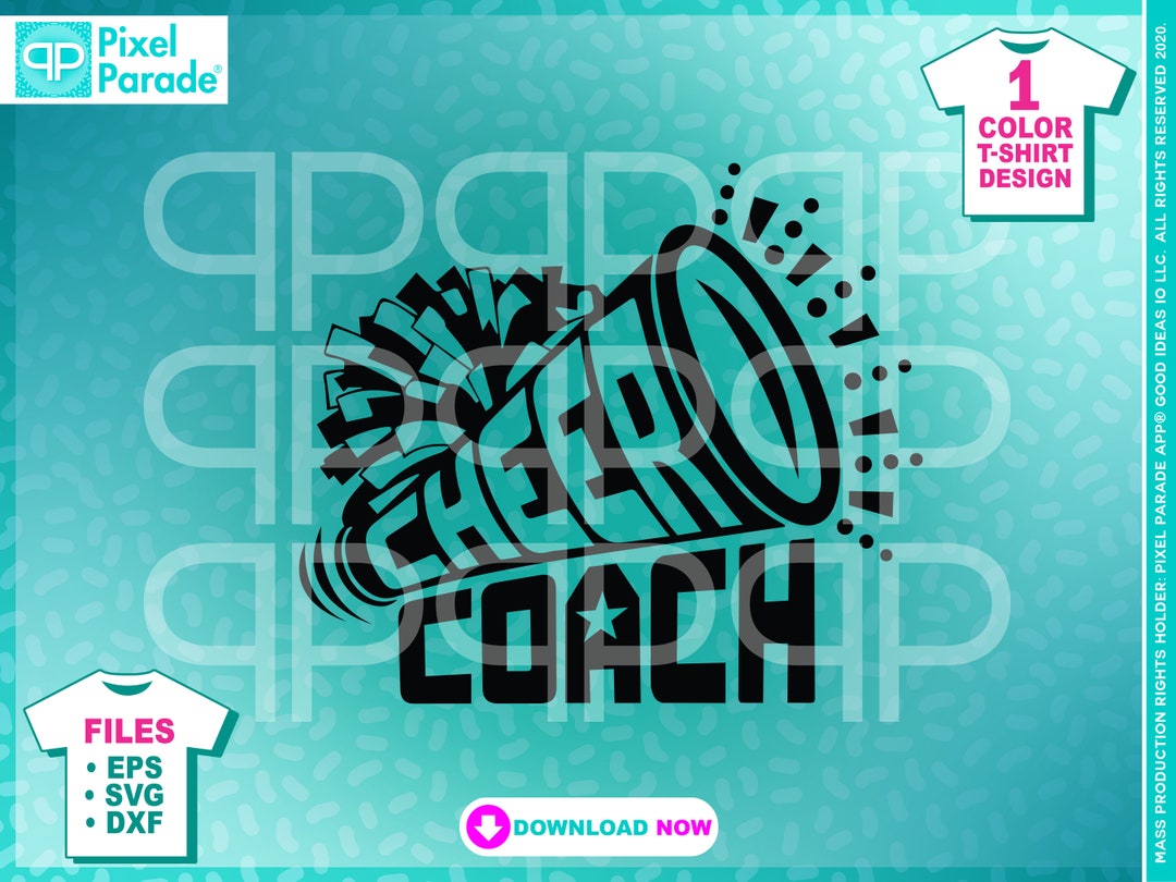 Cheer Coach SVG: Pom Poms, Megaphone - T-shirt Design (digital Cut ...