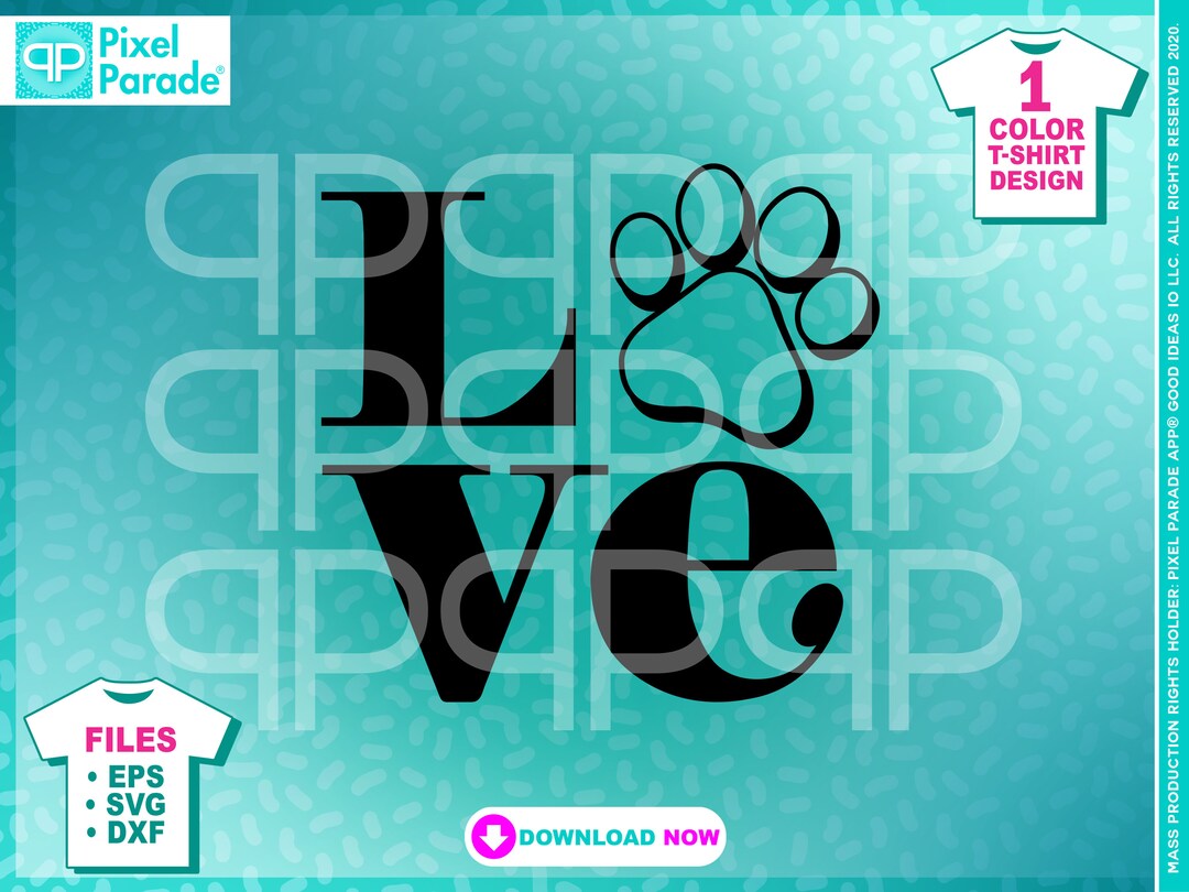 Pet Lover Svg, Animal, Love Paw Print Svg, Dxf, Eps, Vector Files ...