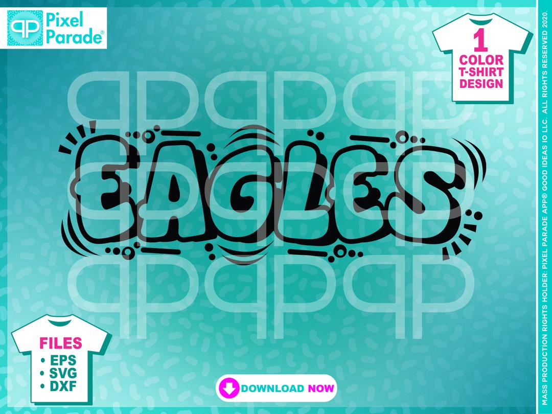 EAGLES, Doodle Letters, Transparent Background, Sublimation, Svg, Eps ...