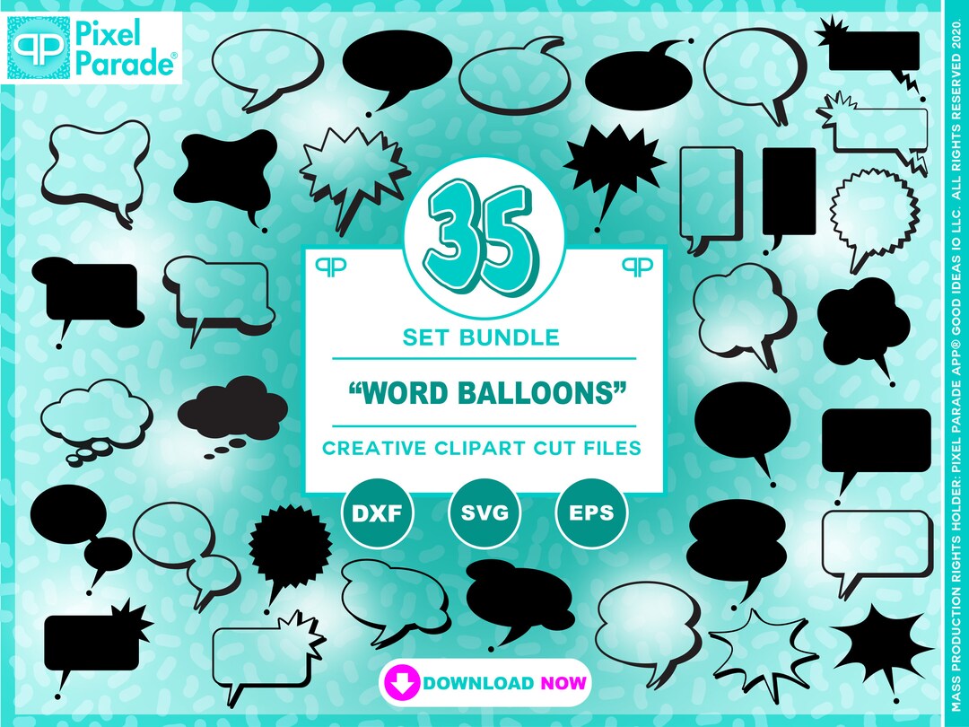 35 Word Balloon Clipart Graphics: SVG, DXF, EPS Cut Files (digital ...