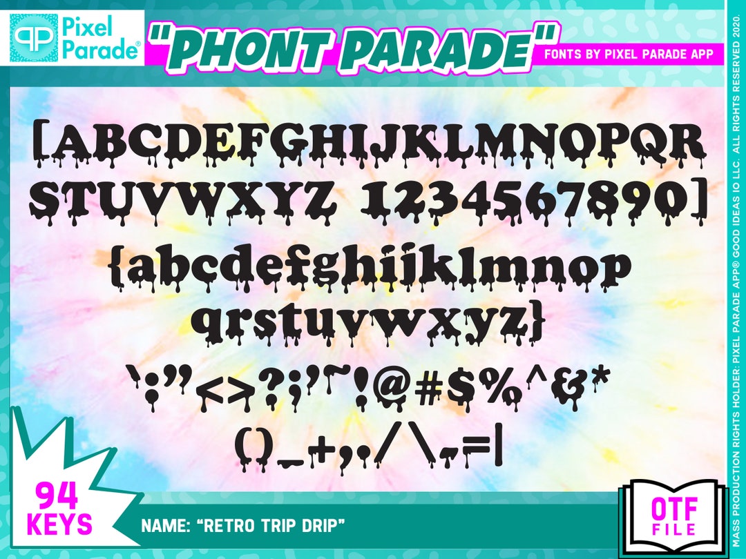 Retro Drip Font: 94 Keys, Alphabet & Numbers (OTF File) - Etsy