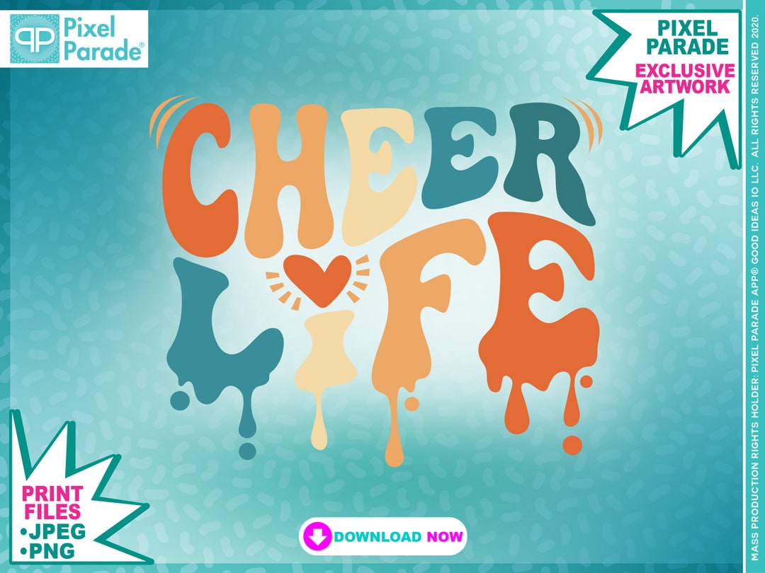 Cheer Life Png, Wavy Cheer Life Shirt Svg, Cheerleading, Hearts, Drips ...