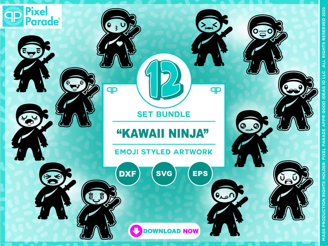 Kawaii Ninja SVG, EPS, DXF, Birthday Ninja, Cut Files, Emoji Character ...