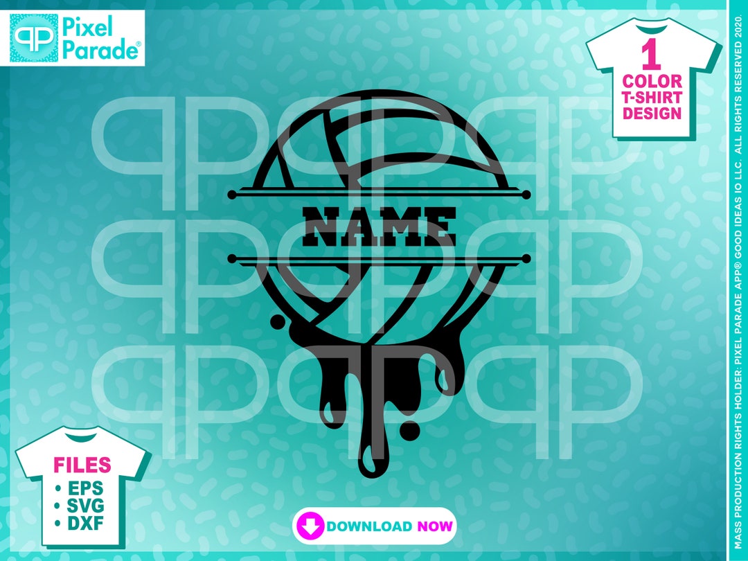 Volleyball Drip Name Frame SVG: Team T-shirt Design (digital Cut File ...