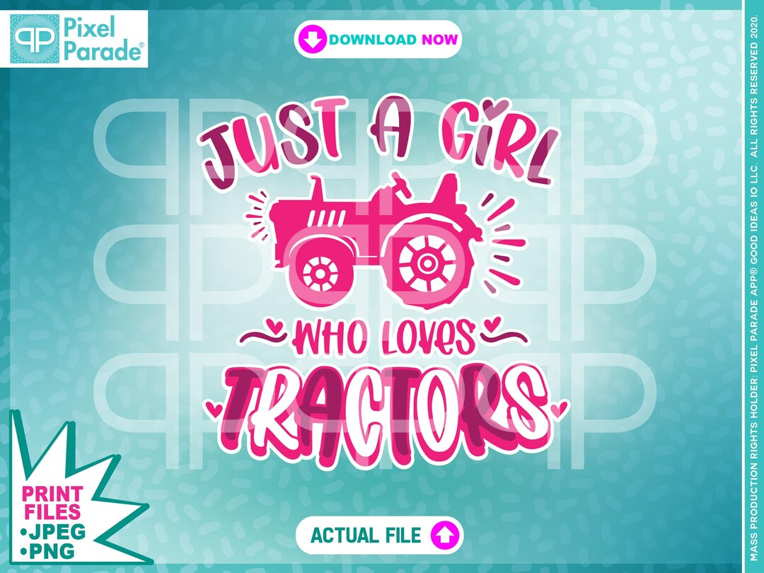 Girl Who Loves Tractors Illustration: Pink Cowgirl Art (PNG, JPEG ...