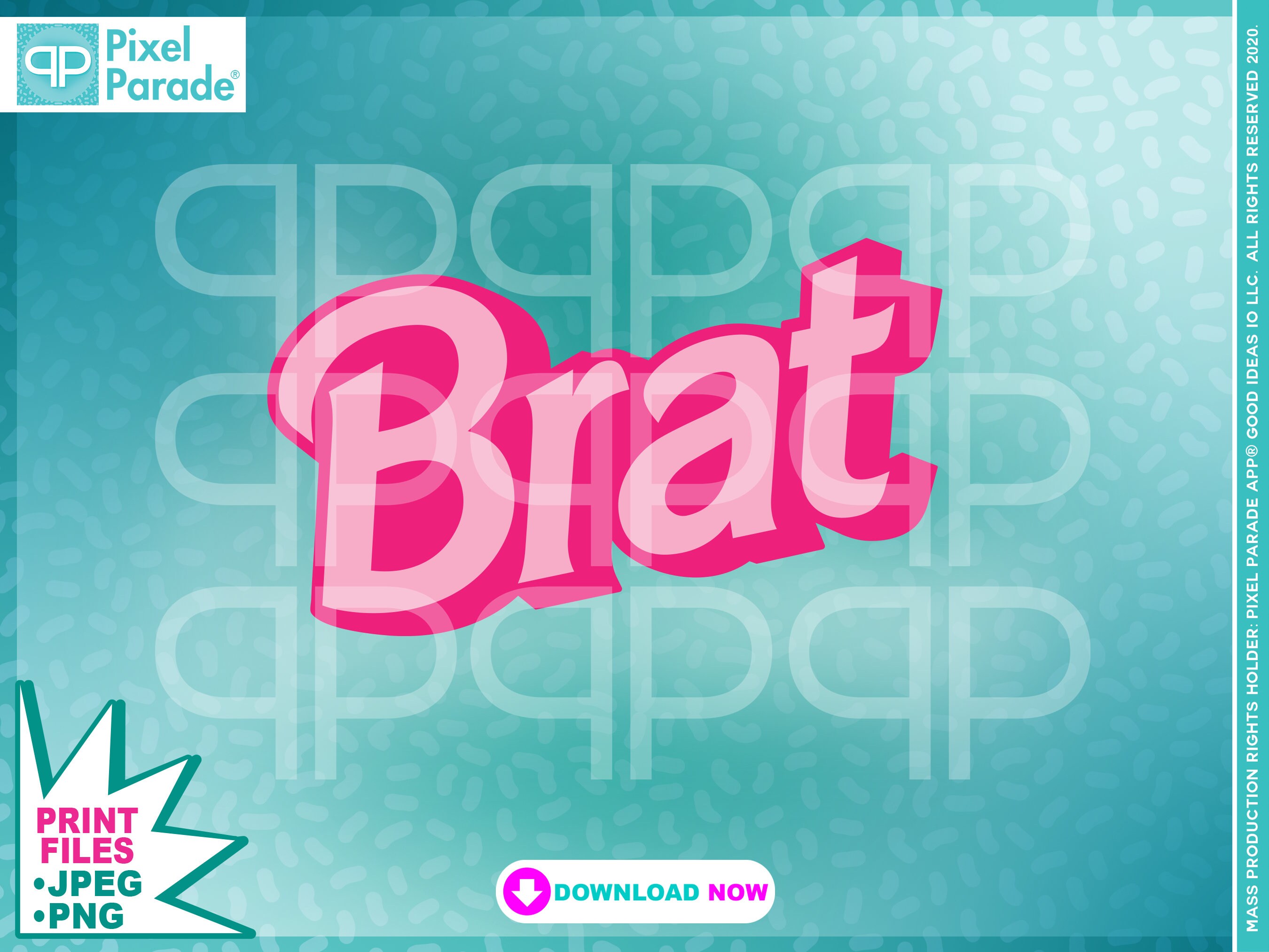 Brat Pink Lettering Png, Party Text, Sublimation Png, Female, Baby Girl ...