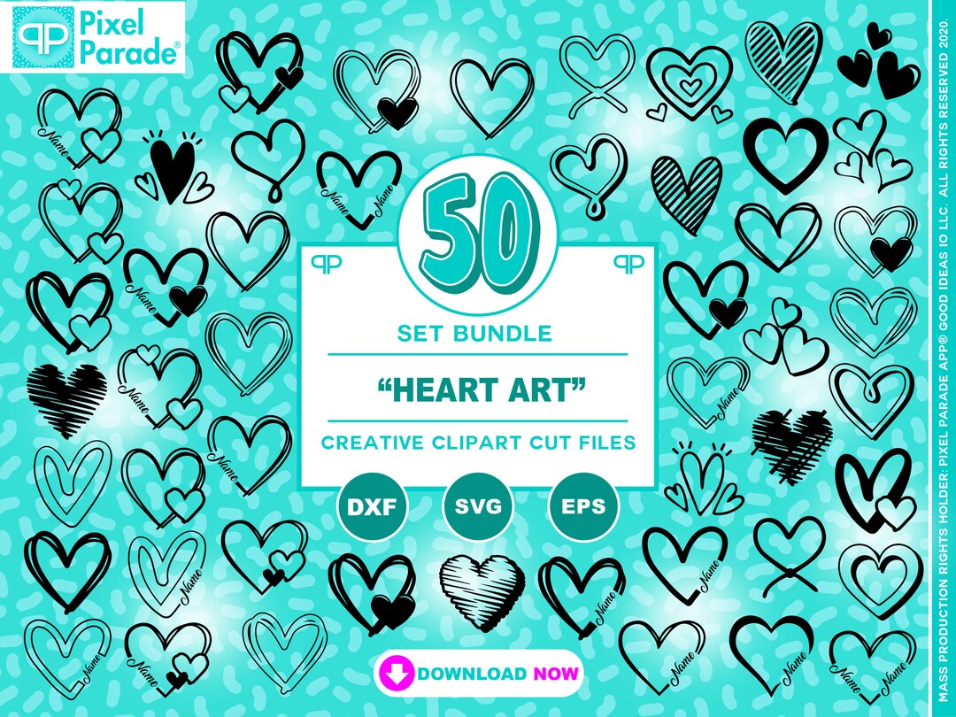 Valentine's Day 50pc. Bundle, Love Clip Art, Heart Clip Art, "heart Art ...