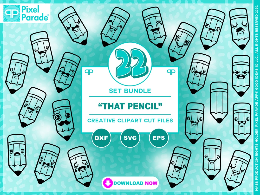 Kawaii Pencil Emoji Clipart, 22 Pc Bundle (SVG, EPS, DXF) - Etsy UK