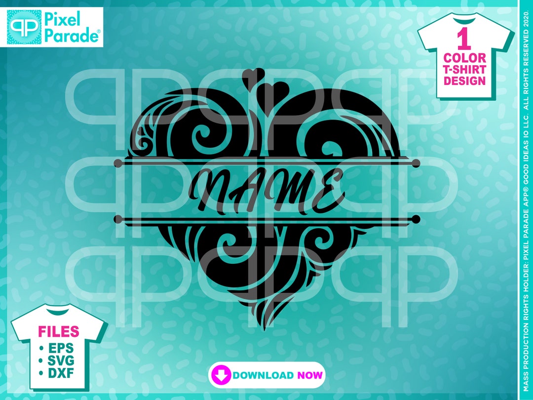 Heart Name Frame SVG: DIY Personalized T-shirt Design (digital Cut File ...