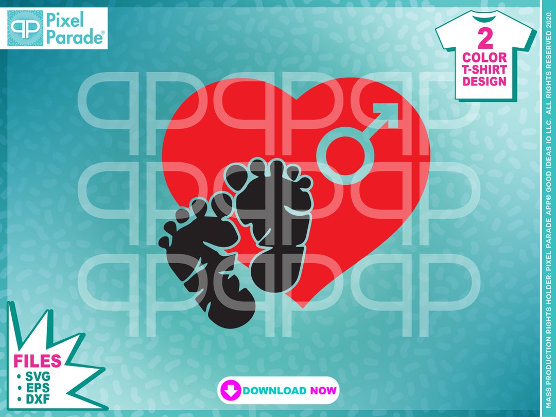 Baby Boy Footprint Heart SVG: First Birthday Cut File (digital Download ...