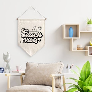 Beach Vibes Canvas Hang Sign, Beach Theme Décor, Family Trip Gift Ideas ...