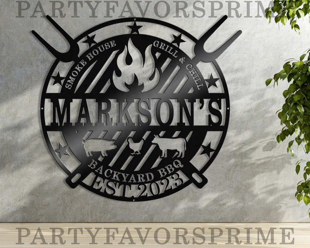 Personalized Smokehouse Metal Sign-bbq Kitchen Wall Art-bar & Grill ...