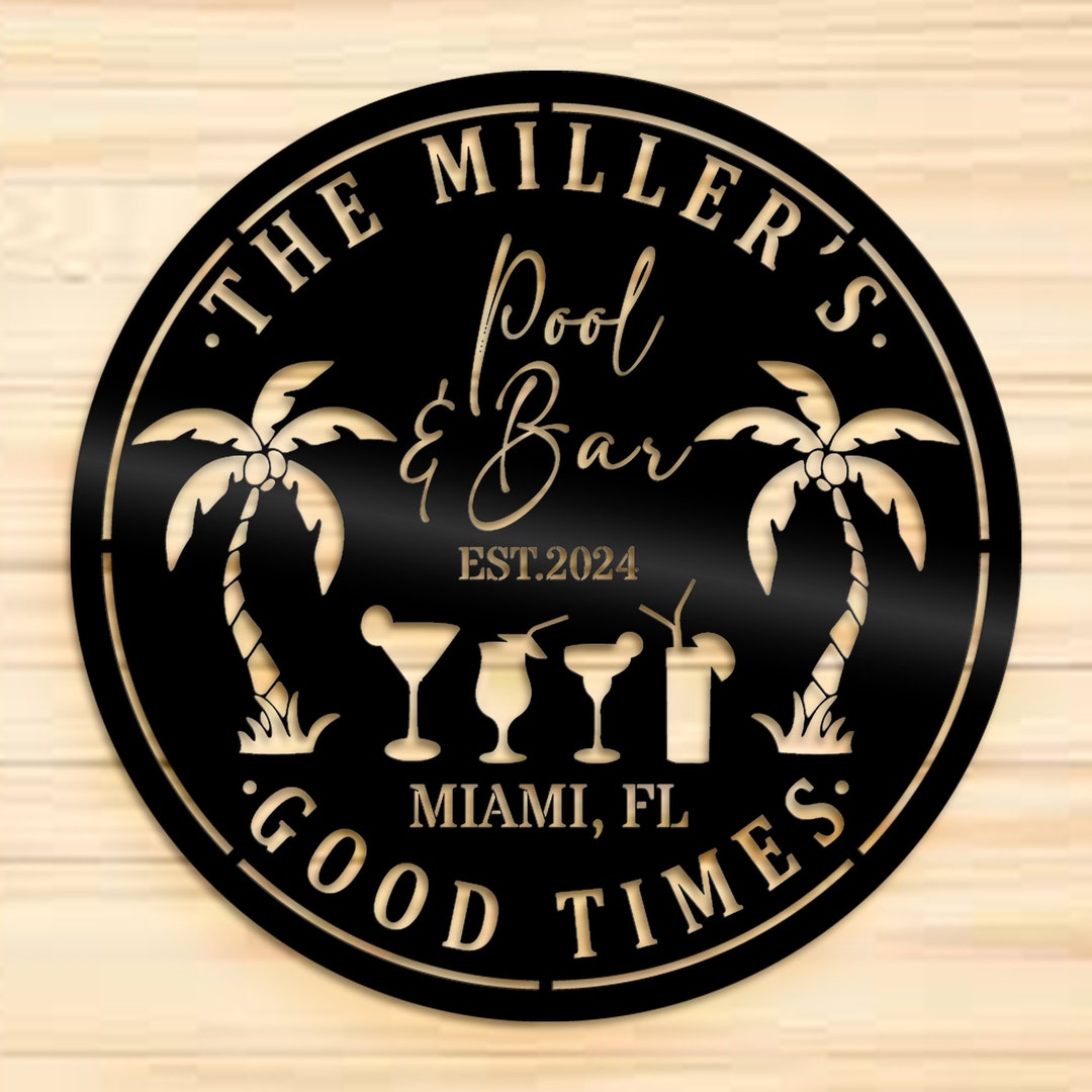 Custom Pool Bar Sign Beach Bar Sign Swimming Pool Decor Birthday Gift ...