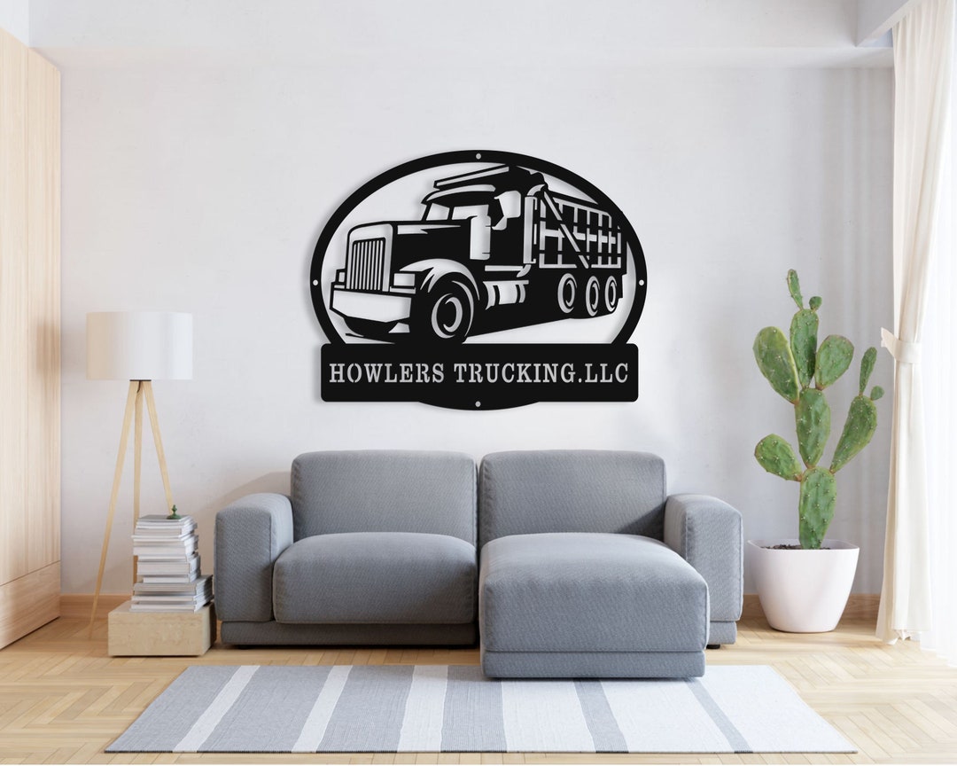 Dump Truck Metal Sign Custom Truck Sign 8 Wheeler Truck Office Room ...