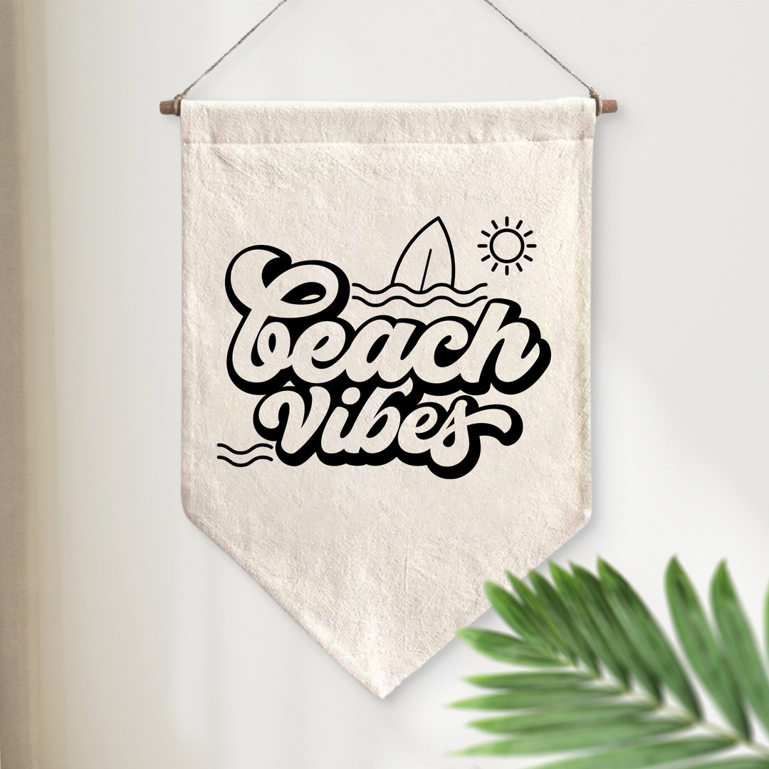 Beach Vibes Canvas Hang Sign, Beach Theme Décor, Family Trip Gift Ideas ...