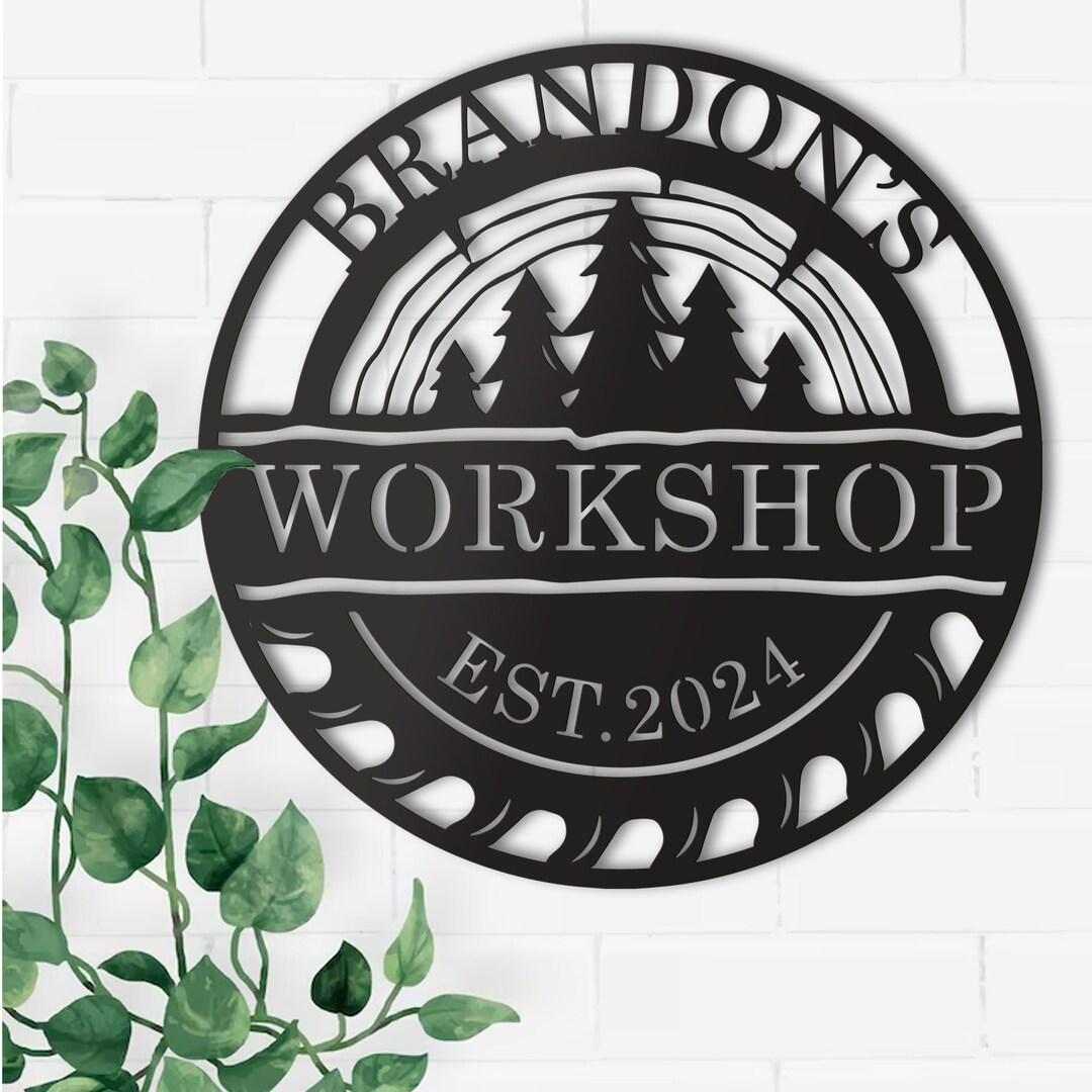 Custom Metal Workshop Sign Personalized Workshop Sign in A Saw Blade ...