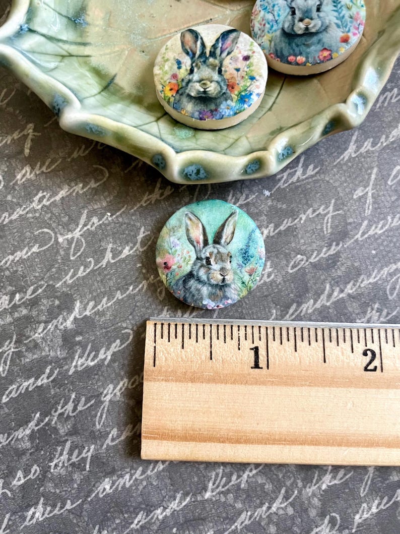 FLORAL BUNNY Decoupage Rabbit Bead: 1-inch Wooden Art Focal - Etsy