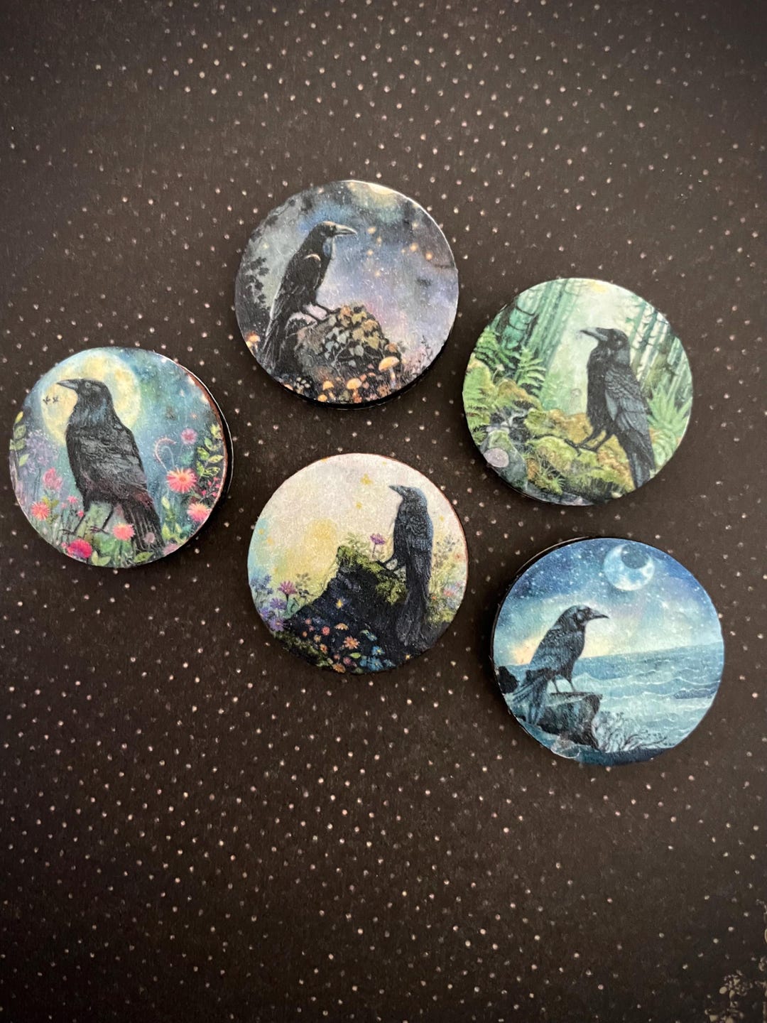 CROWS Art Bead: Decoupaged Ravens 1-inch Wooden Focal Bead - Etsy