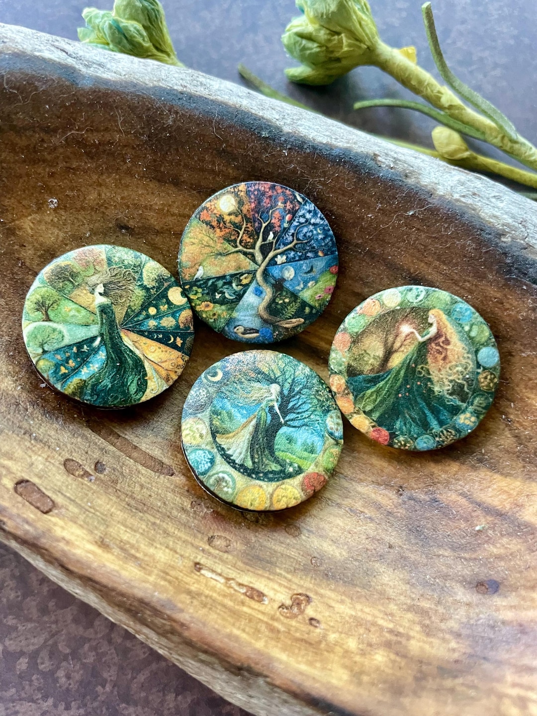 WHEEL of the YEAR Decoupage Bead: Celtic Seasons Wooden Disc, 1-inch - Etsy