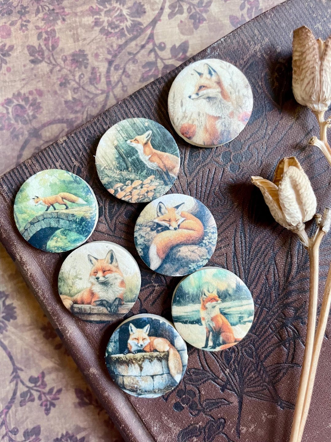 SLY FOX Decoupaged Foxes Focal Bead: 1-inch Wooden Jewelry Supply - Etsy