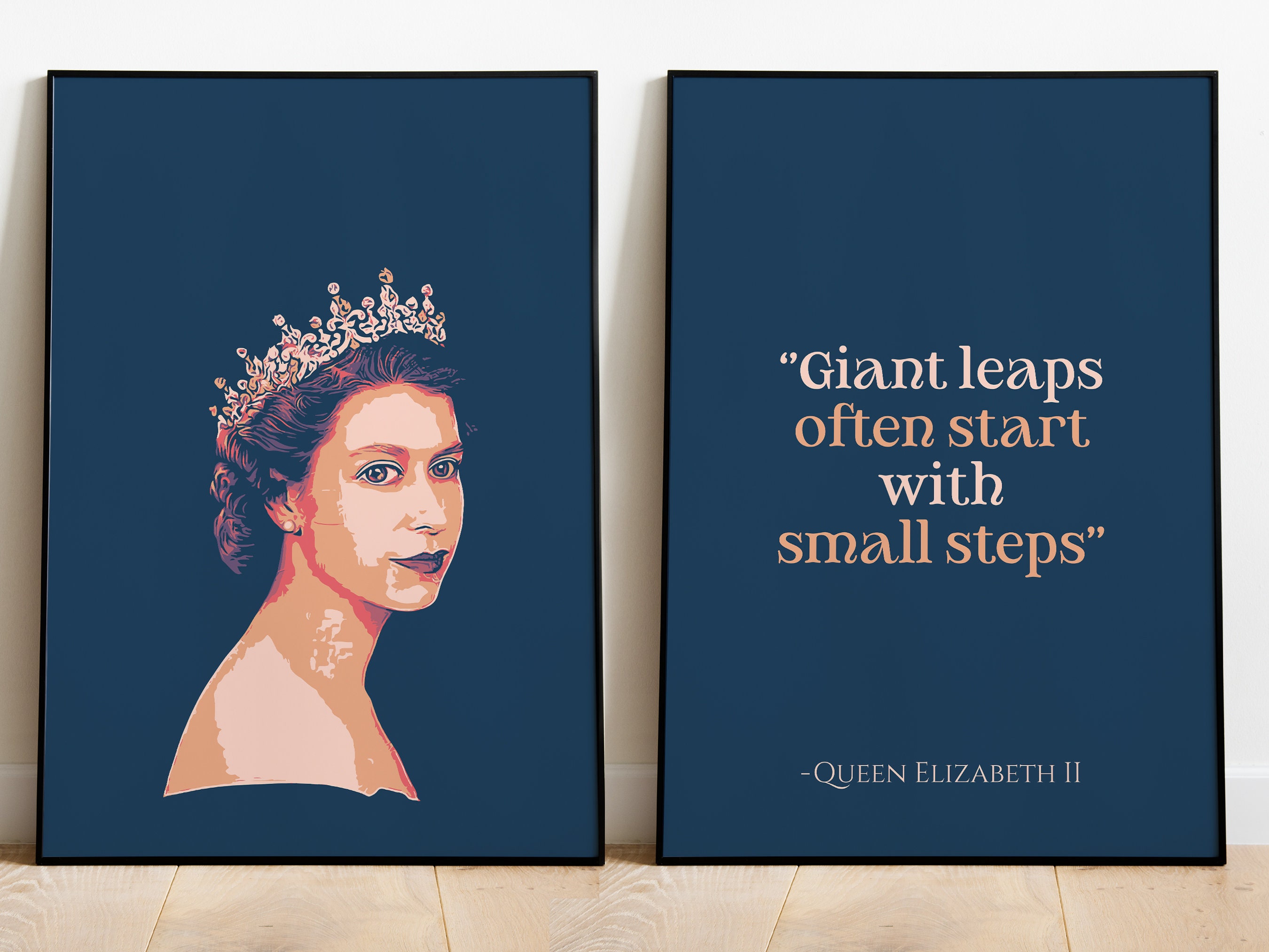 Printable Wall Art Set of 2 Queen Elizabeth II Poster Queen Elizabeth ...
