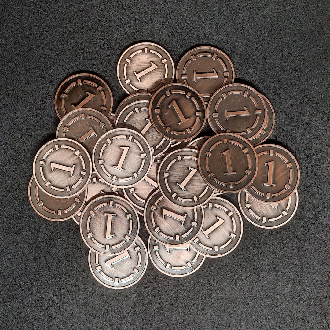 Plated Bronze Metal Coins, 25mm, of Value 1 for Board Games or Role ...