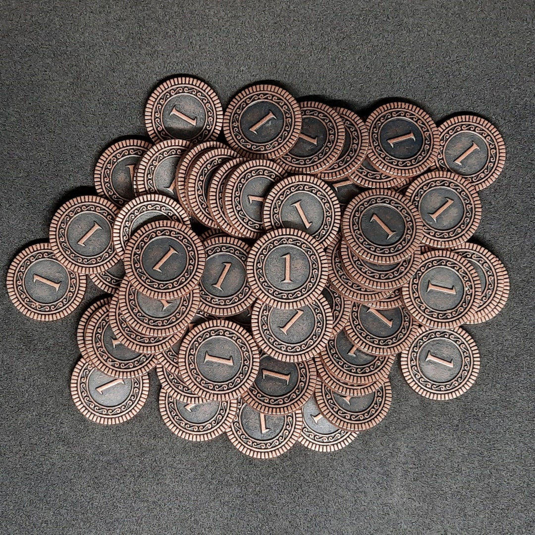 Bronze Metal Coins, 20mm, of Value 1 for Board Games, Role Playing ...