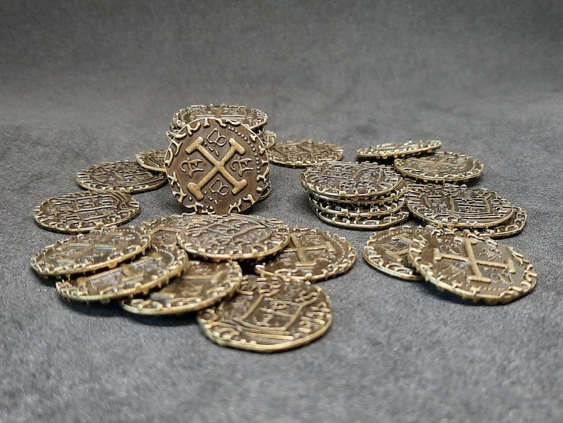 Small Antique Gold Metal Coins 20mm for Pirate Chest or - Etsy