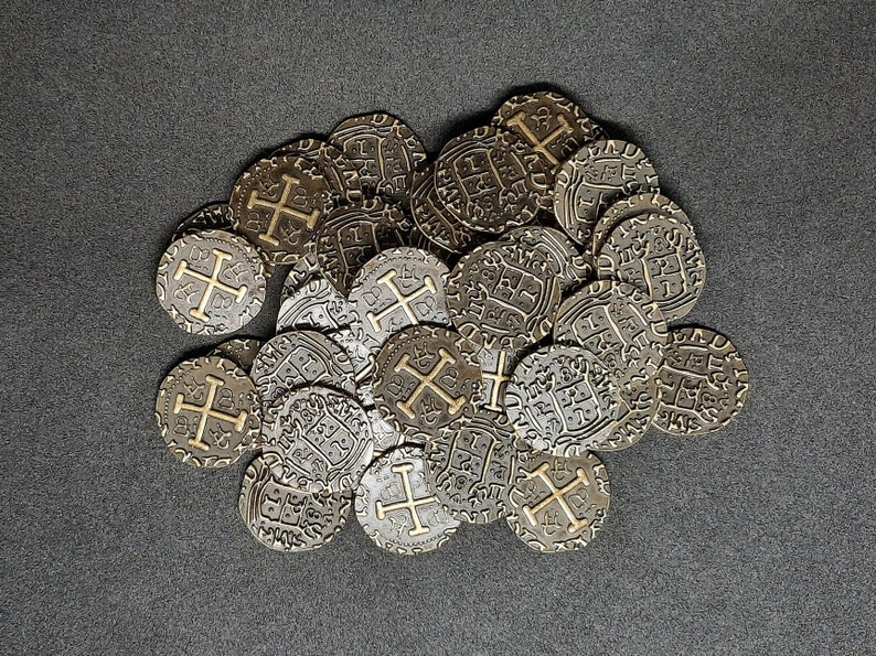 Small Antique Gold Metal Coins 20mm for Pirate Chest or - Etsy