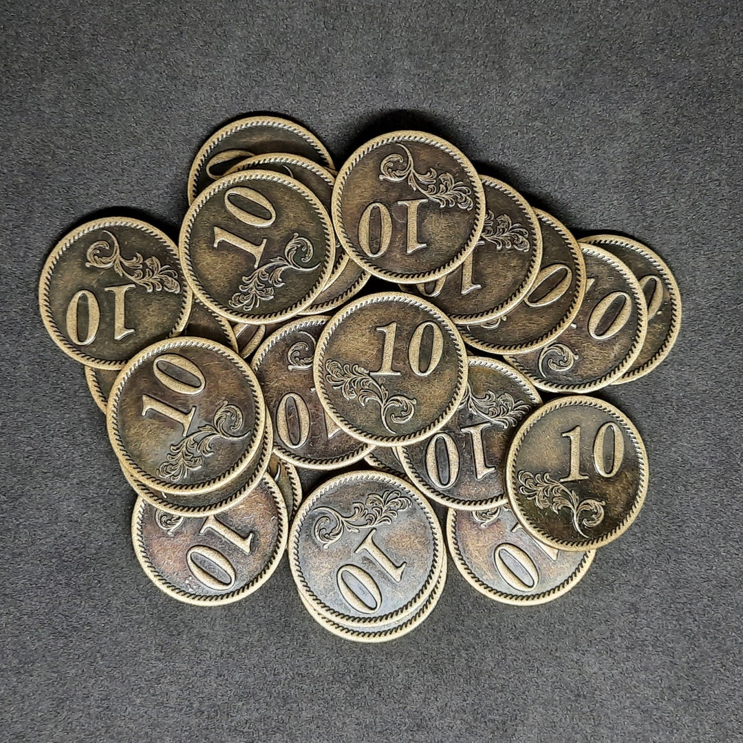 Antique Gold Metal Coins, 30mm, of Value 10 for Board Games, Role ...