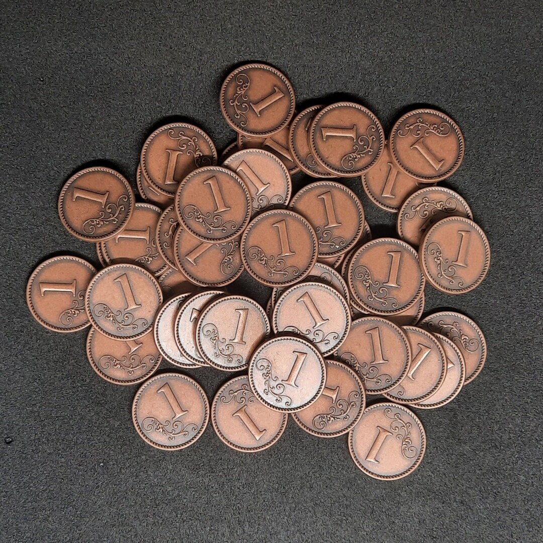Bronze Metal Coins, 20mm, of Value 1 for Board Games, Role Playing ...
