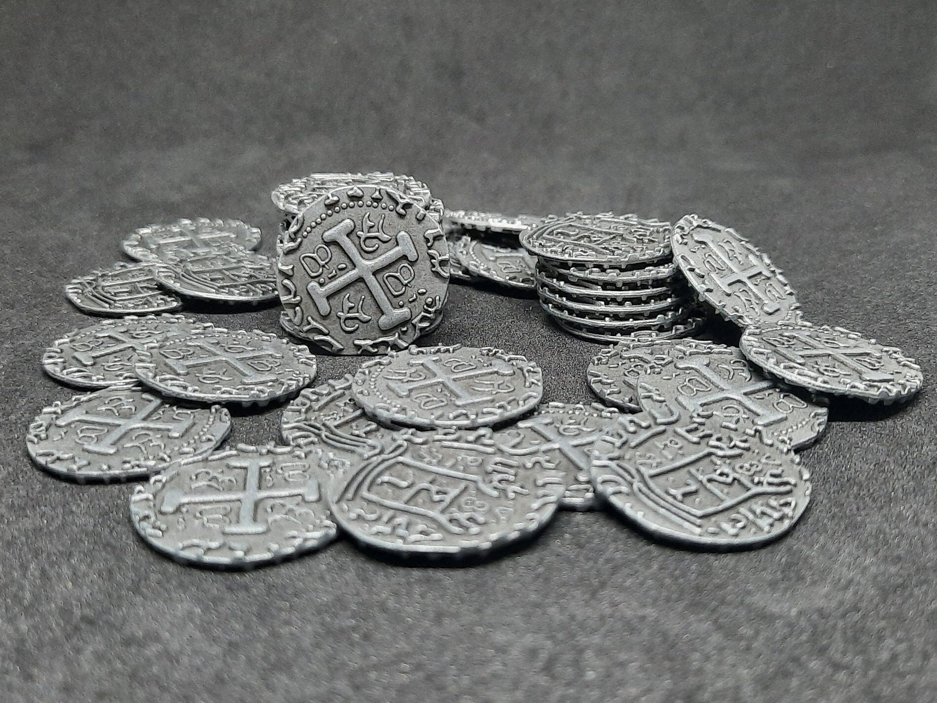 Small Antique Silver Metal Coins, 20mm, for Pirate Chest or Board Game ...