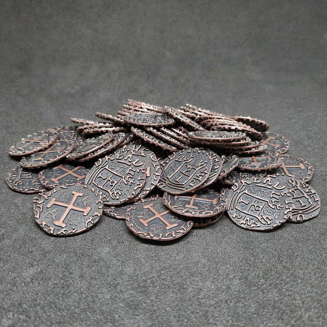 Small Antique Bronze Metal Coins, 20mm, for Pirate Chest or Board Game ...