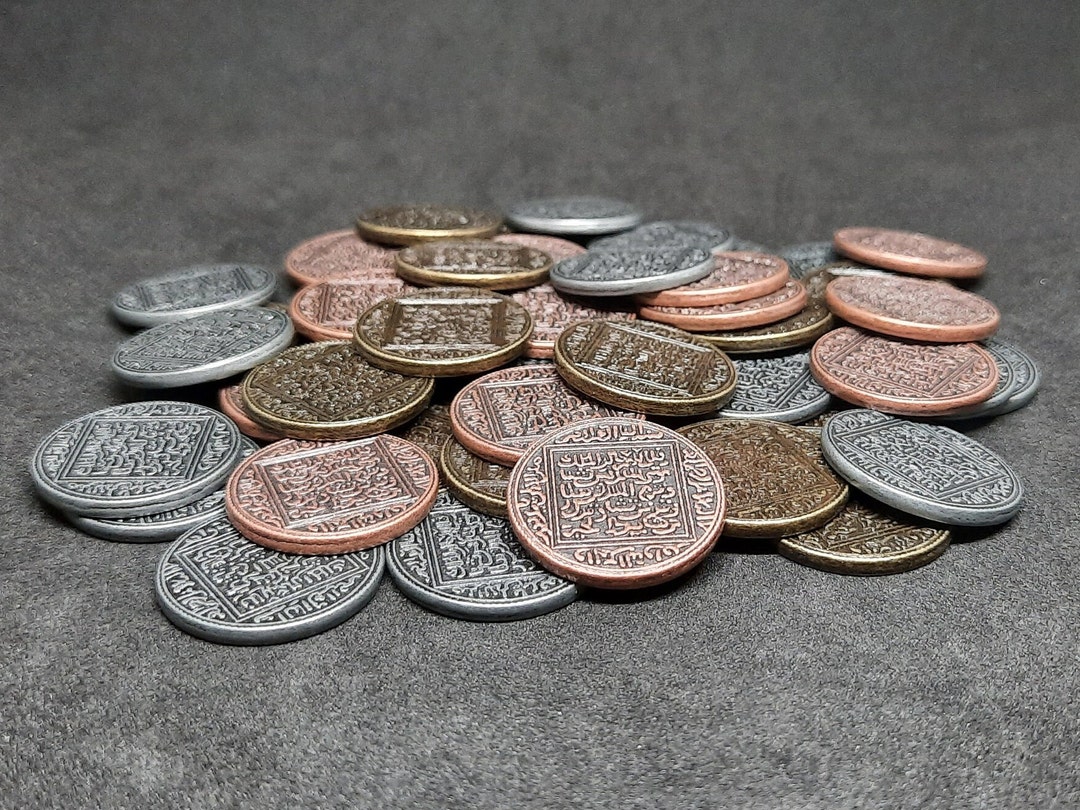 Set of Arabic Bronze, Silver and Gold Metal Coins, 22mm, for Treasure ...