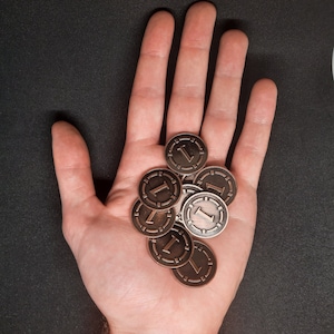 Plated Bronze Metal Coins, 25mm, of Value 1 for Board Games or Role ...