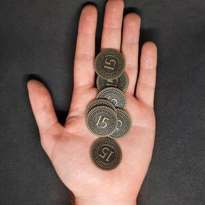 Antique Gold Metal Coins, 30mm, of Value 15 for Board Games, Role ...