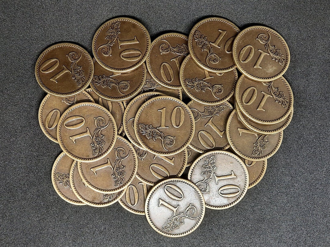 Gold Metal Coins, 30mm, of Value 10 for Board Games, Role Playing Games ...