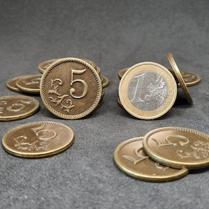 Gold Metal Coins, 25mm, of Value 5 for Board Games, Role Playing Games ...