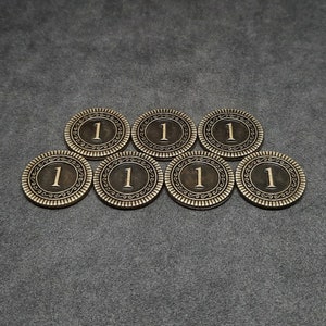 Antique Gold Metal Coins, 20mm, of Value 1 for Board Games, Role ...