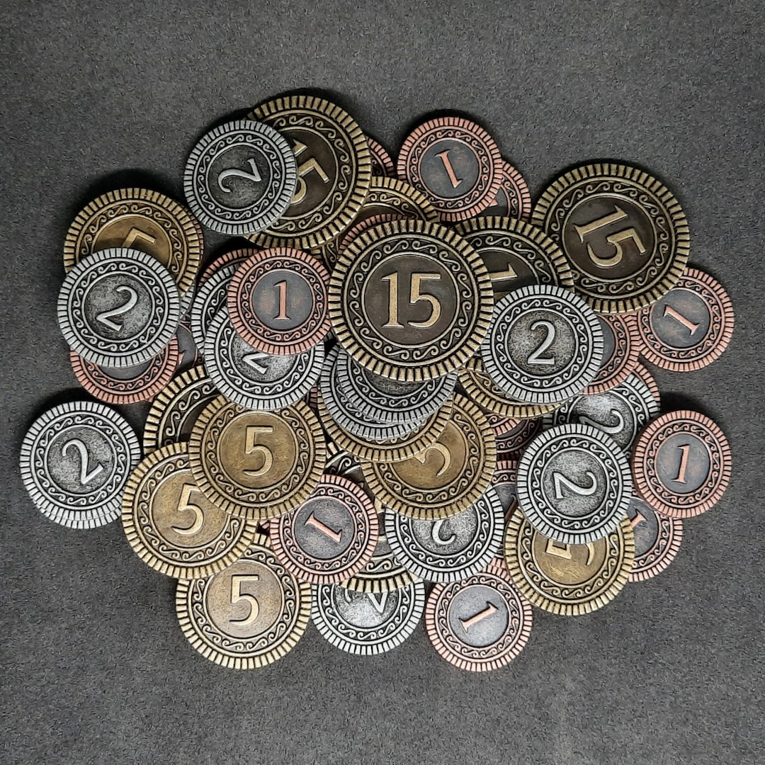 Set of Bronze, Silver and Gold Metal Coins of Value 1, 2, 5, 15 for ...
