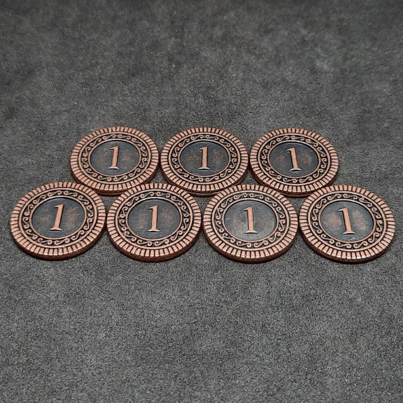 Bronze Metal Coins, 20mm, of Value 1 for Board Games, Role Playing ...