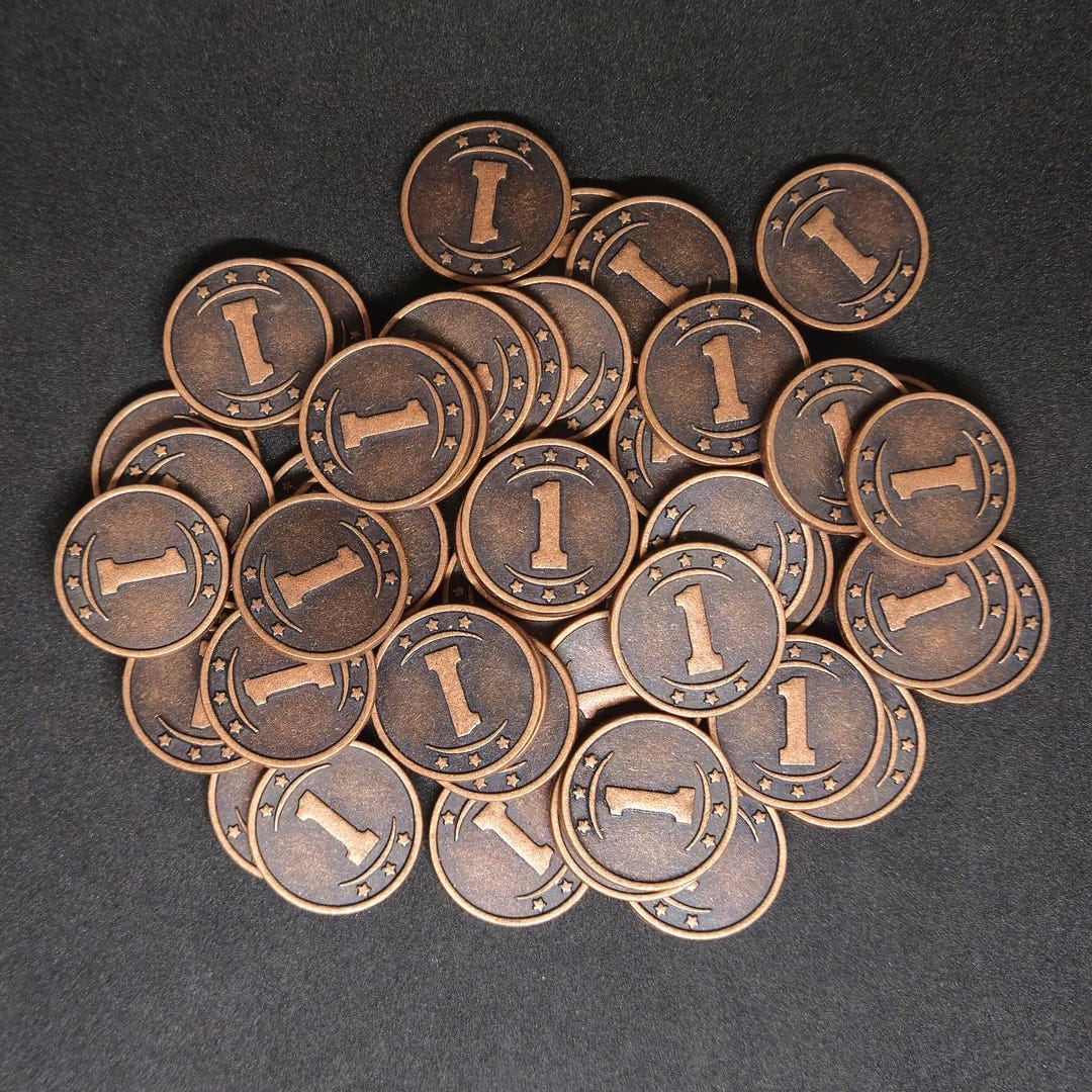 Bronze Western Metal Coins, 20mm, of Value 1 for Board Games or Role ...