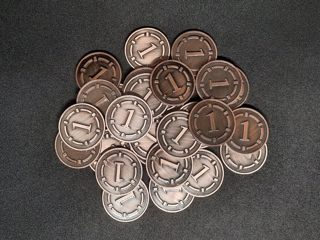 Plated Bronze Metal Coins, 25mm, of Value 1 for Board Games or Role ...