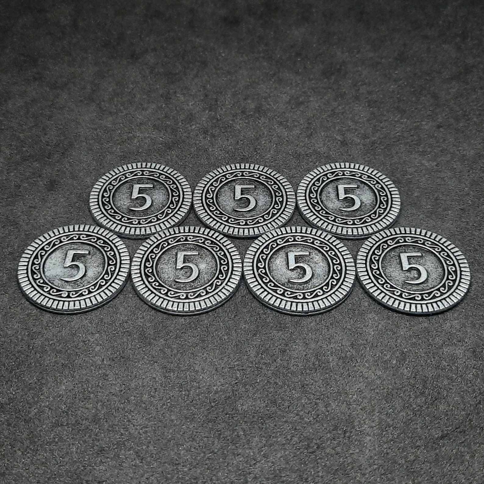 Silver Metal Coins, 25mm, of Value 5 for Board Games, Role Playing ...