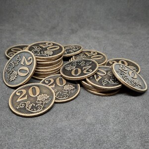 Antique Gold Metal Coins, 32mm, of Value 20 for Board Games, Role ...