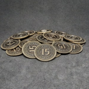 Antique Gold Metal Coins, 30mm, of Value 15 for Board Games, Role ...